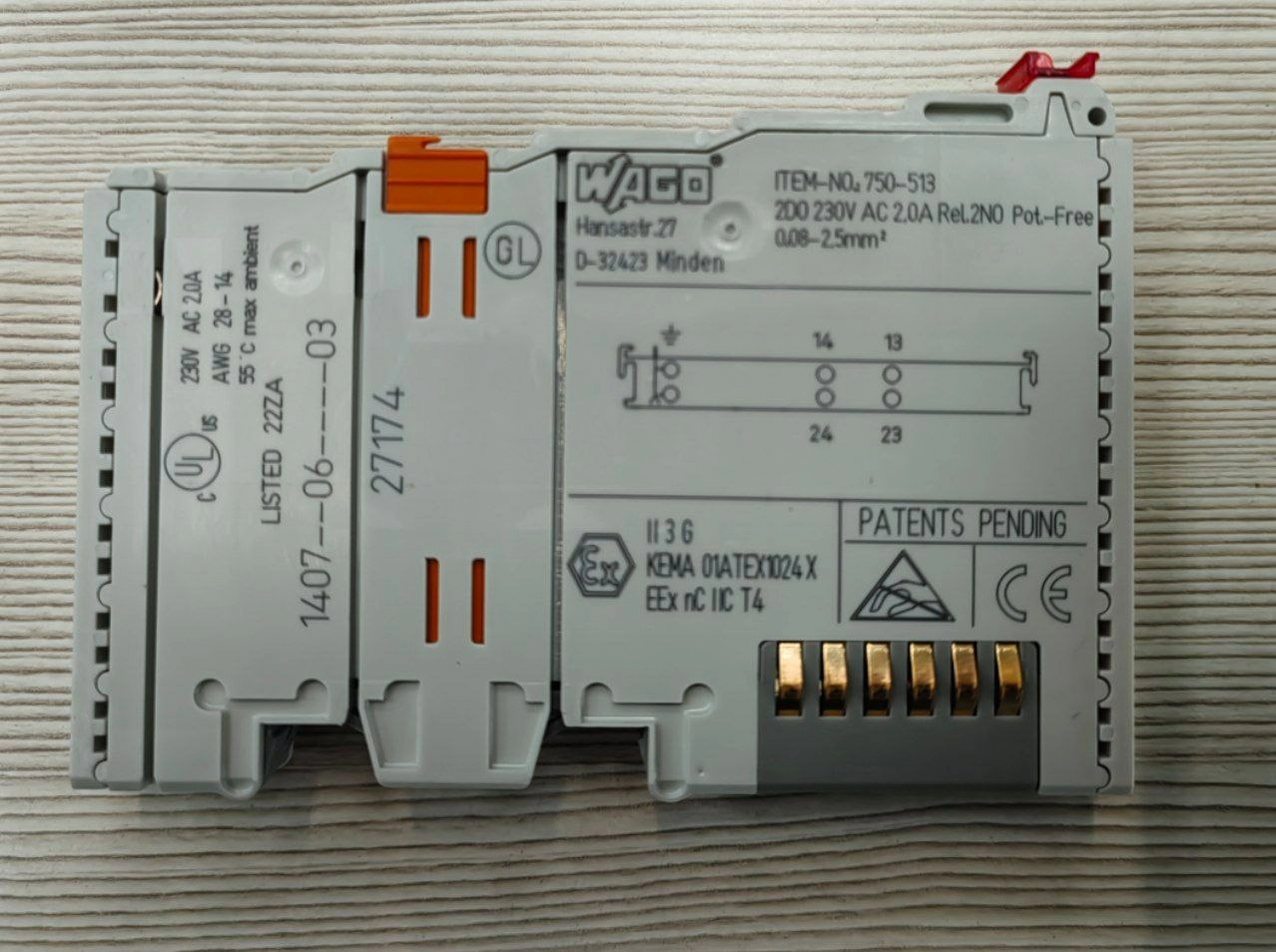 2-х канальный модуль релейного вывода Wago 750-513, s.n 12584, б.у, на ...